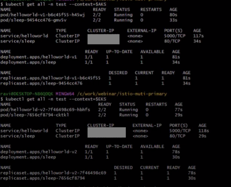 How to setup multi-primary Istio in EKS and AKS for production